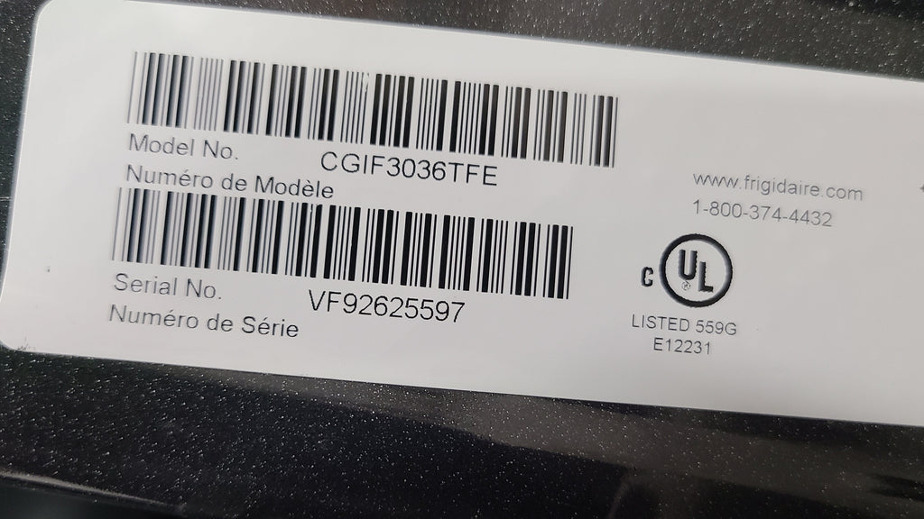 Used Frigidaire Electric Stove Model No. CGIF3036TFE